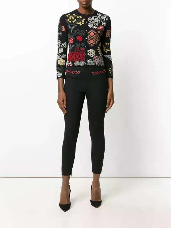 Alexander McQueen Wool Blend Lace Trim Skinny Trousers