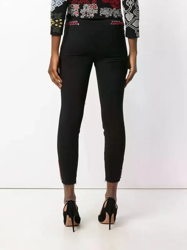 Alexander McQueen Wool Blend Lace Trim Skinny Trousers