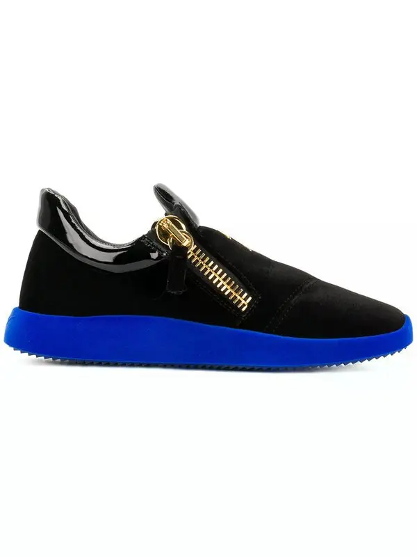 GIUSEPPE ZANOTTI Patent Leather And Velvet Runner Sneakers
