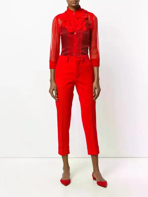 Givenchy Sheer Frill Fitted Shirt