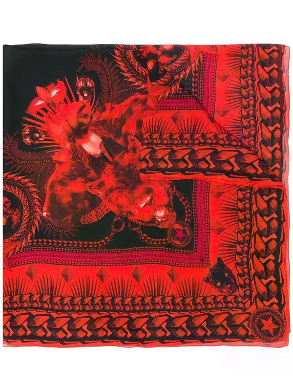 Givenchy Patterned Scarf - Red