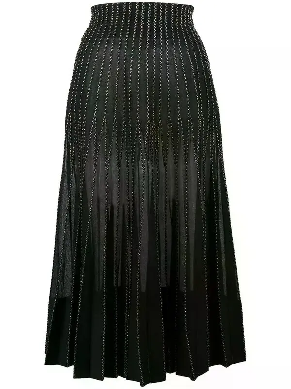 Alexander McQueen Metallic Embroidered Silk Maxi Skirt