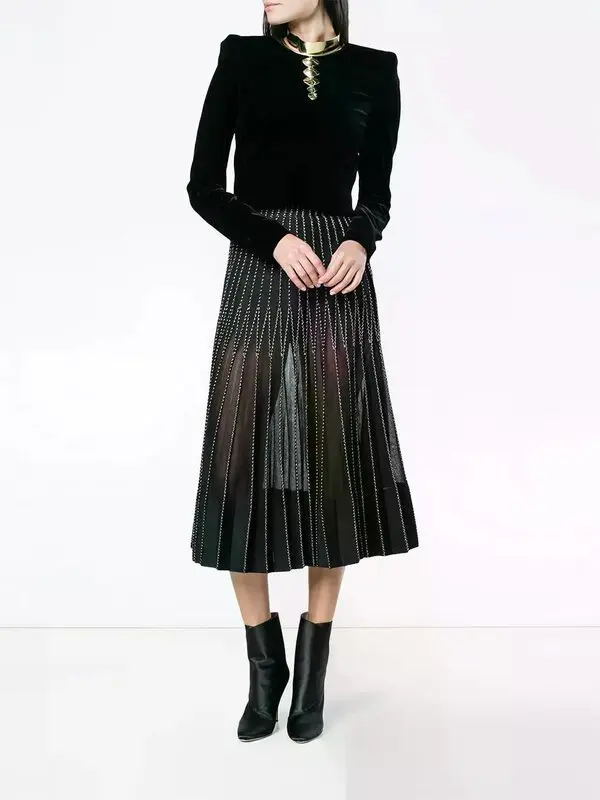 Alexander McQueen Metallic Embroidered Silk Maxi Skirt