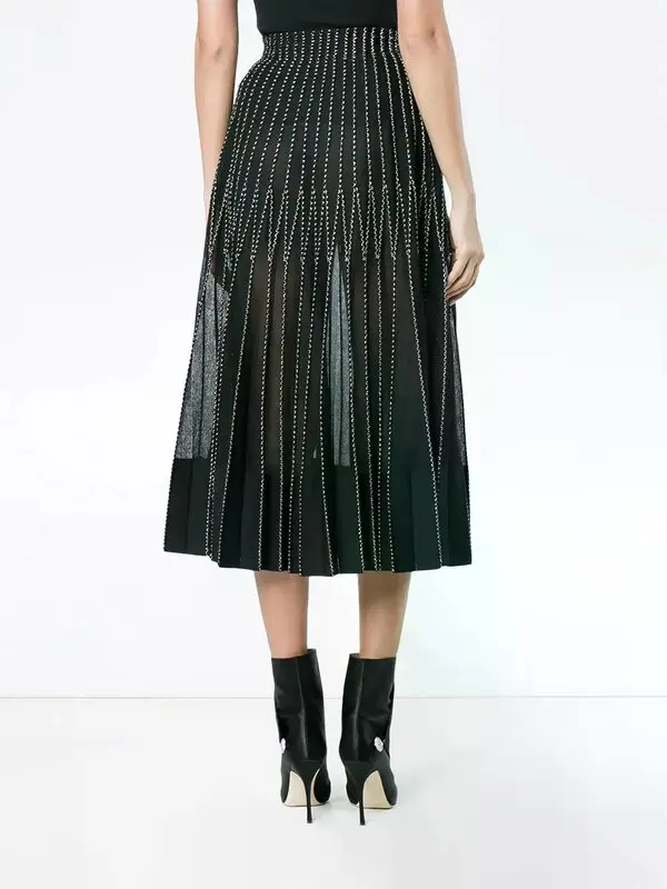 Alexander McQueen Metallic Embroidered Silk Maxi Skirt