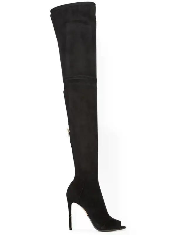 Balmain Suede Open-toe Stiletto Knee Boots