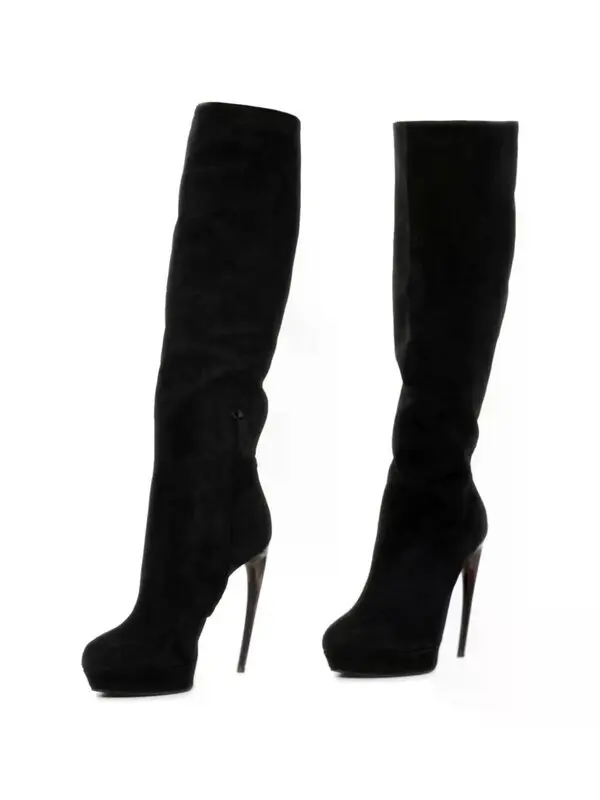 Alexander McQueen Horn Heel Suede And Leather Boots