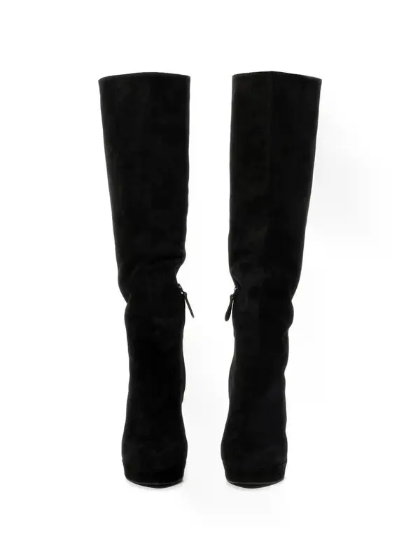 Alexander McQueen Horn Heel Suede And Leather Boots