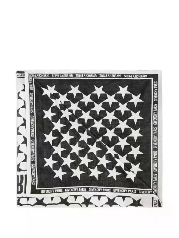 Givenchy Star-print Logo-trim Scarf - Black