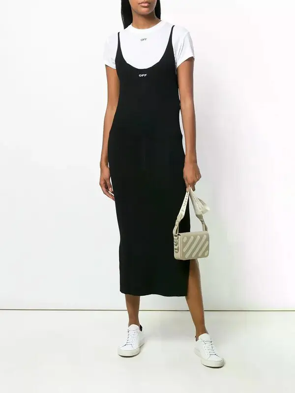 Off-White Ribbed Long Dress
