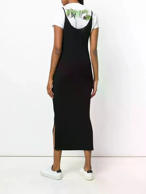 Off-White Ribbed Long Dress