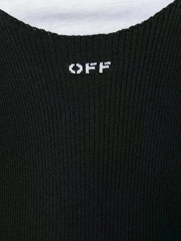 Off-White Ribbed Long Dress