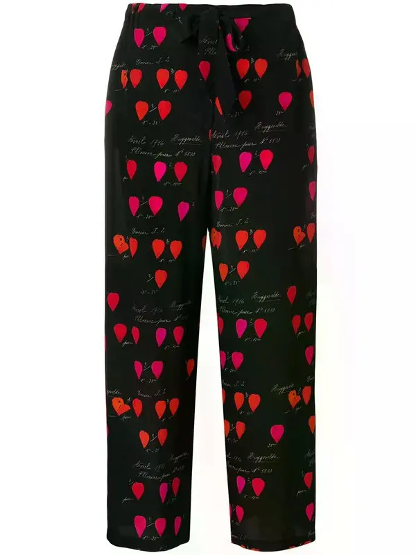 Alexander McQueen Petal Print Silk Trousers - Black