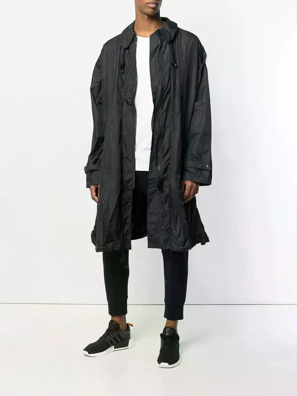 Y3 Long Windbreaker Jacket With Drawstring Hem