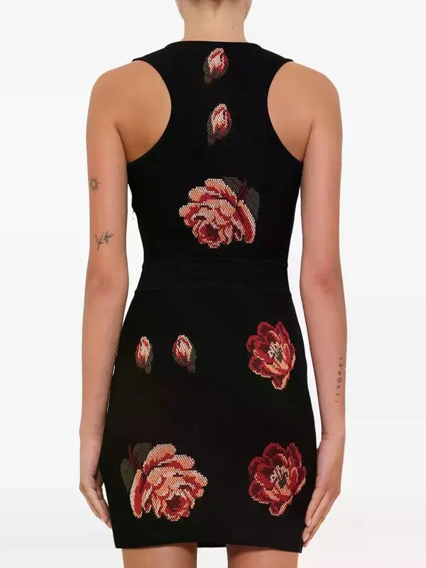 Alexander McQueen Rose Tapestry Mini Knit Dress
