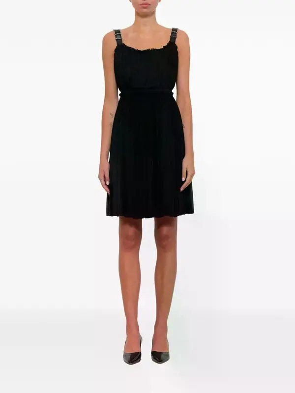 Alexander McQueen Pleated Leather Strap Dress