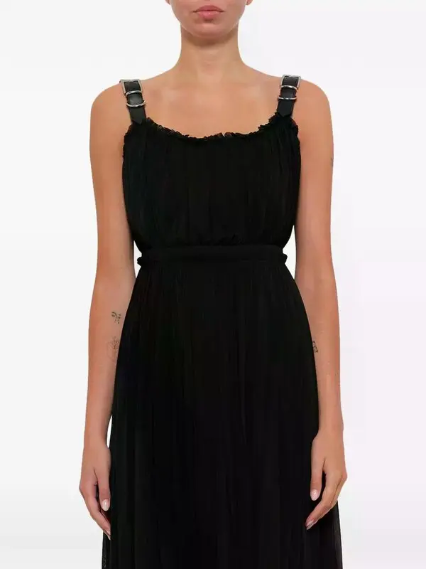 Alexander McQueen Pleated Leather Strap Dress