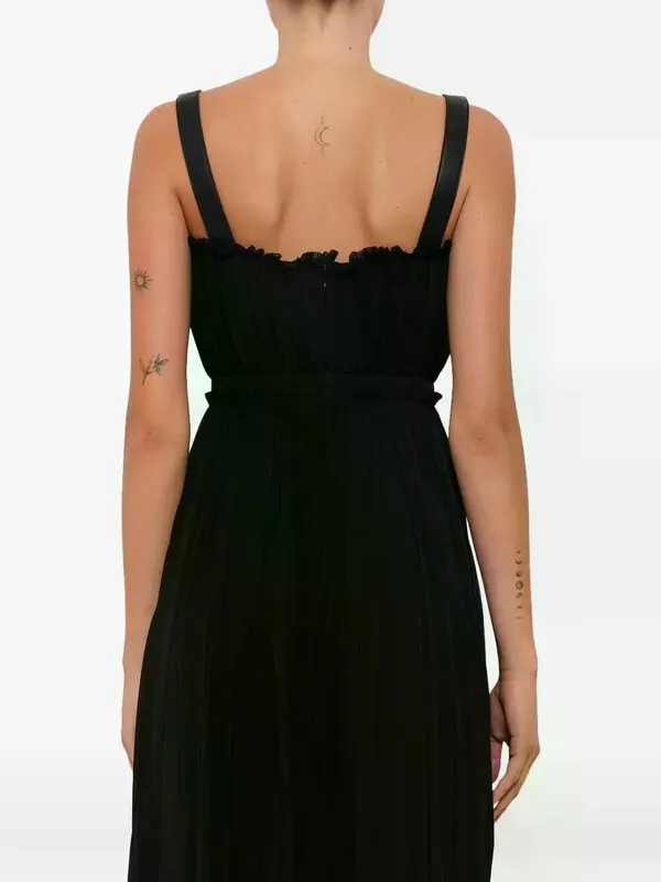 Alexander McQueen Pleated Leather Strap Dress