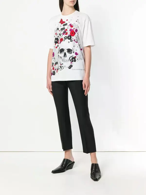 Alexander McQueen Floral Skull Motif T-shirt