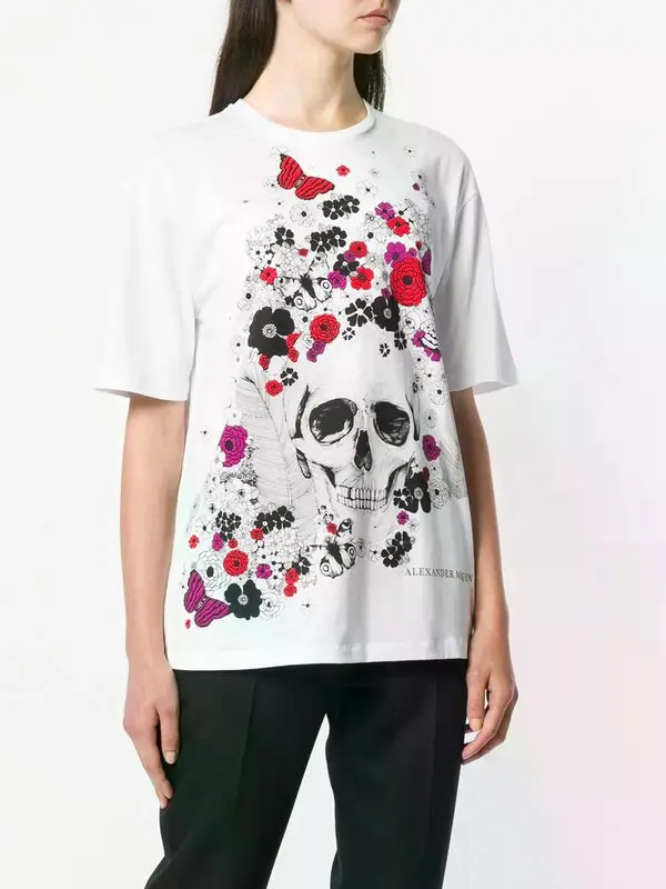 Alexander McQueen Floral Skull Motif T-shirt