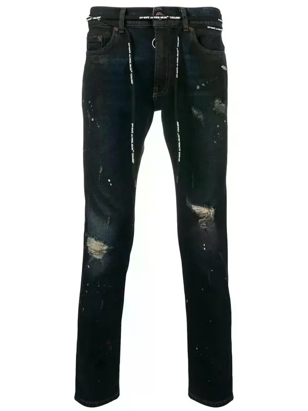 Off-White Paint Print Skinny Jeans
