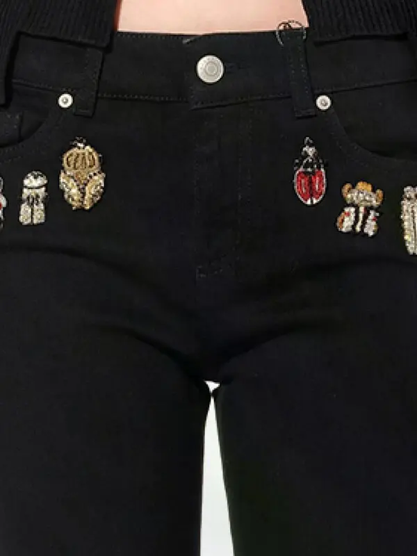 Alexander McQueen Embroidered Bug Skinny Jeans