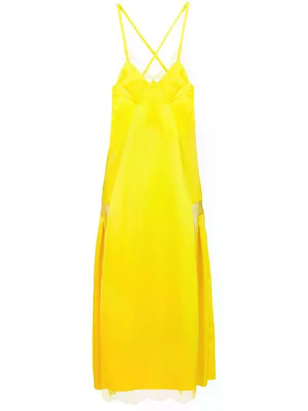 Off-White Lace Trim Midi Dress