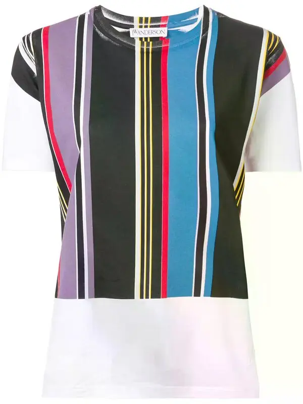 JW Anderson Multicoloured Stripe Panel T-shirt