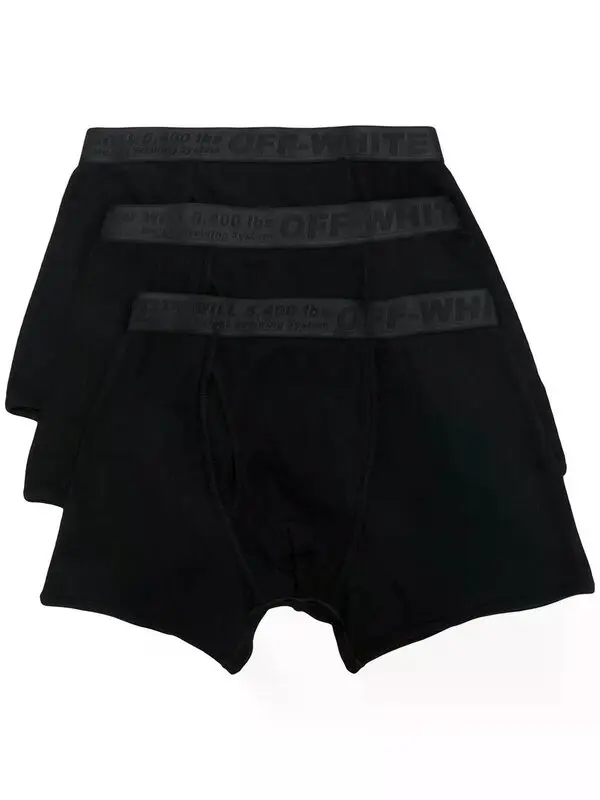 Off-White Three-pack Logo-tape Boxer Briefs - Black