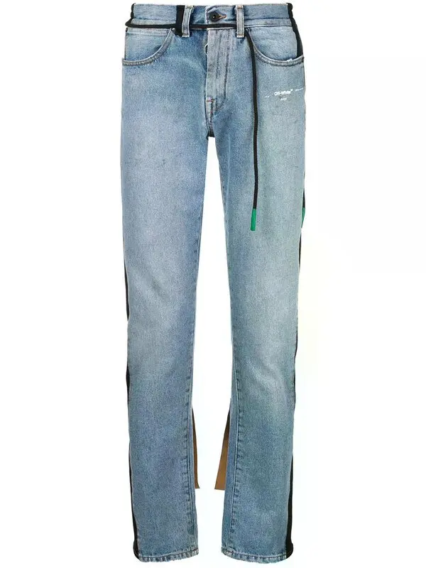 Off-White Regular Fit Jeans With Lace-up Detail