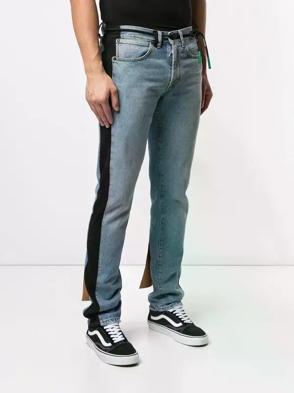 Off-White Regular Fit Jeans With Lace-up Detail
