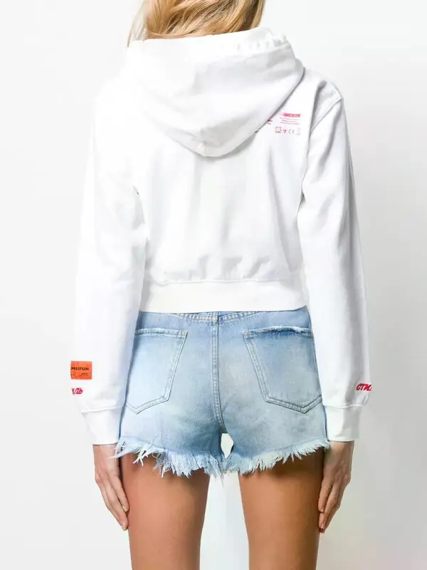 Heron Preston Cropped Hoodie With Body Print