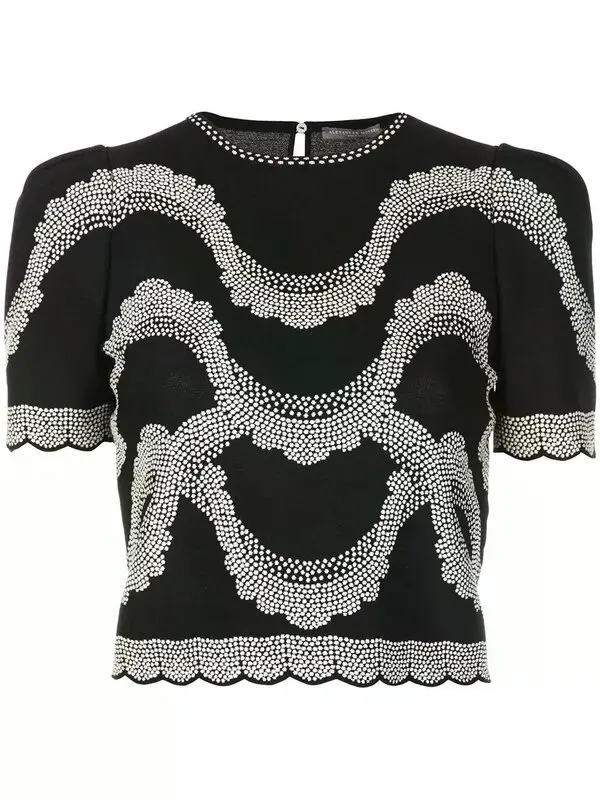 Alexander McQueen Embroidered Details Top - Black
