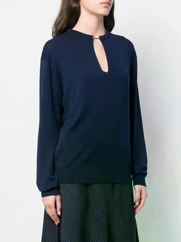 Chloé Navy Silk Blend Iconic Sweater With Cut-out Detail