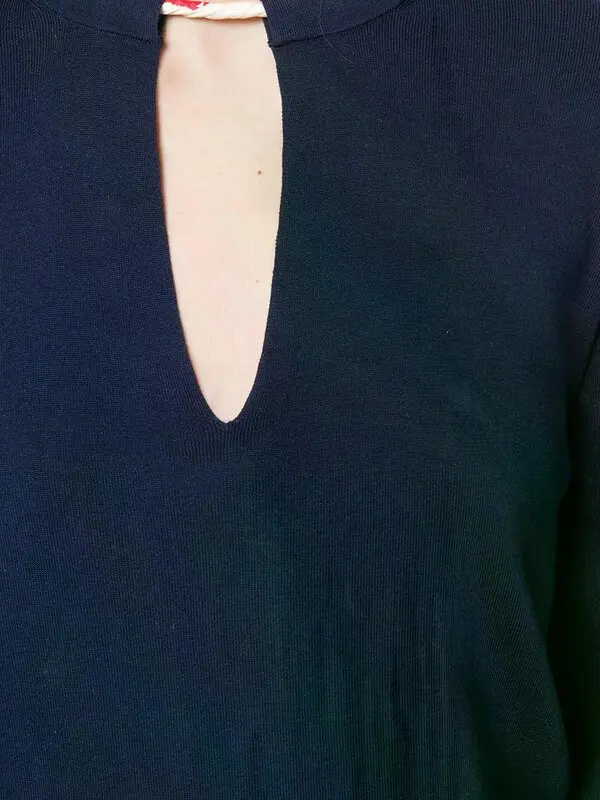 Chloé Navy Silk Blend Iconic Sweater With Cut-out Detail
