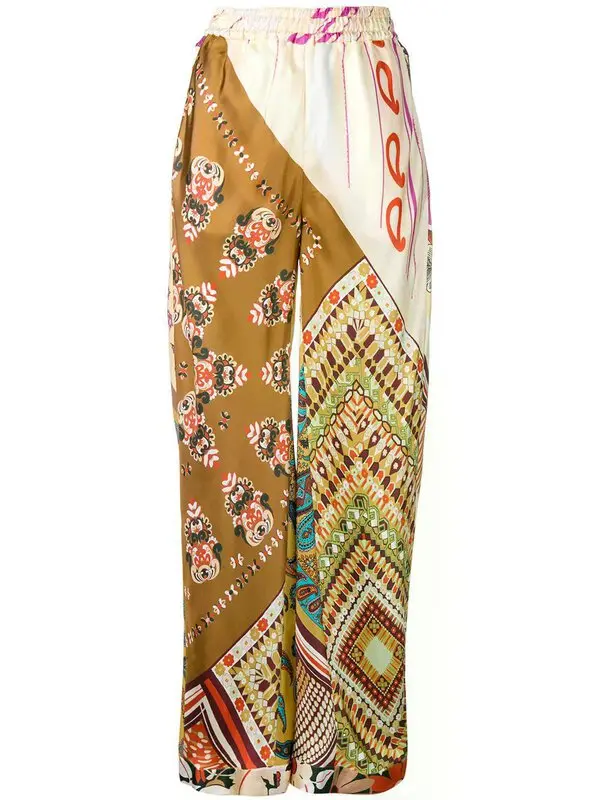 Chloé Caravan Print Silk Trousers - Brown
