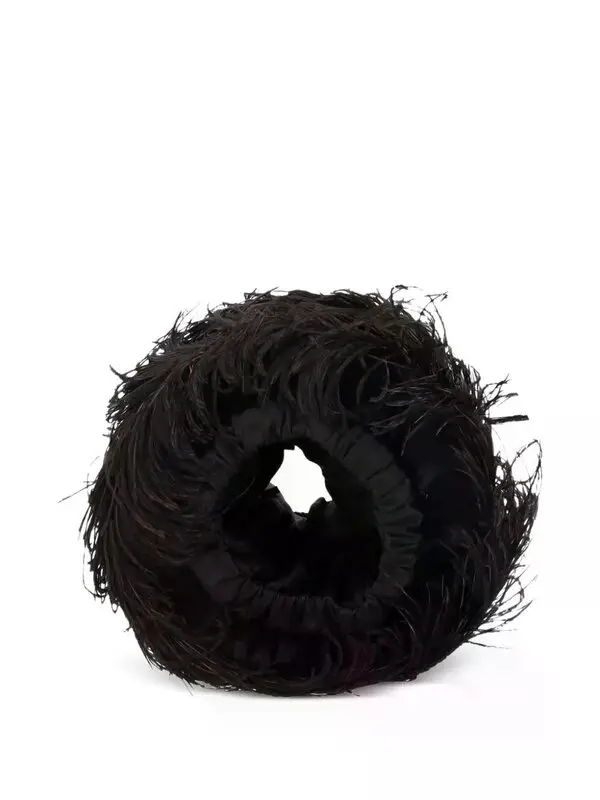 Vintage Feather-trim Elasticated Cuffs - Black