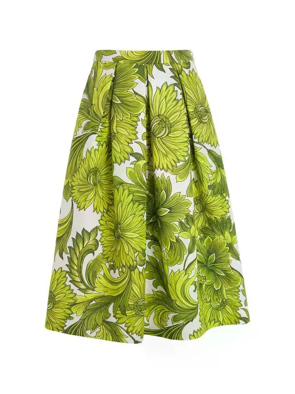 LUNATICA MILANO Florence Floral Jacquard Knit Midi Skirt - Green