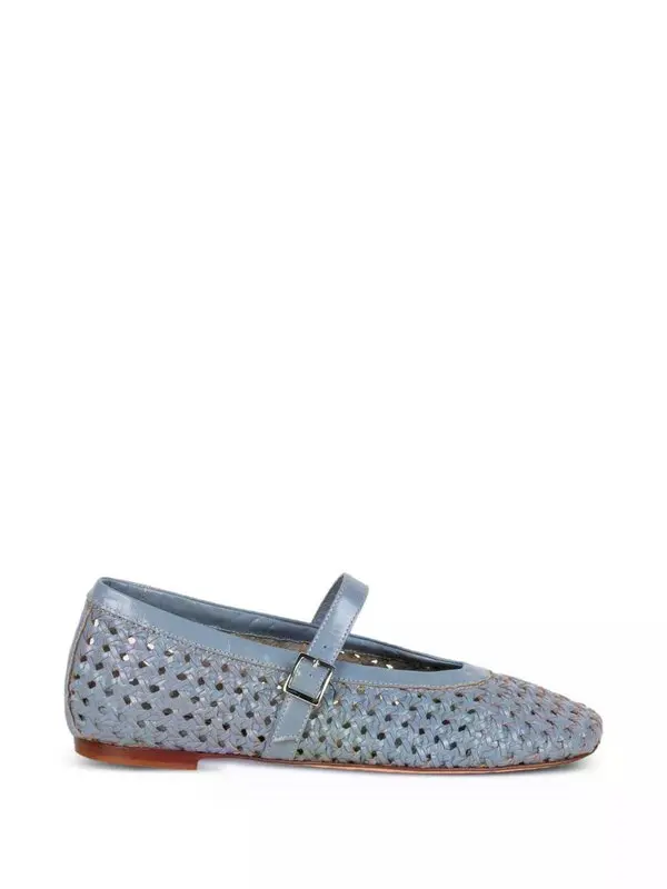 LORENA PAGGI Woven Buckle-fastening Flat Pumps