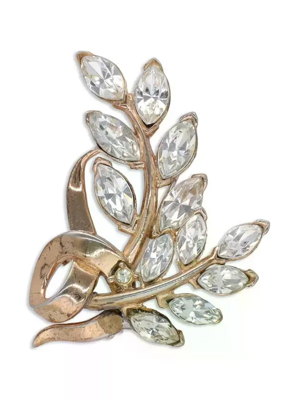 TRIFARI Crystal-embellished Leaf Brooch - Gold