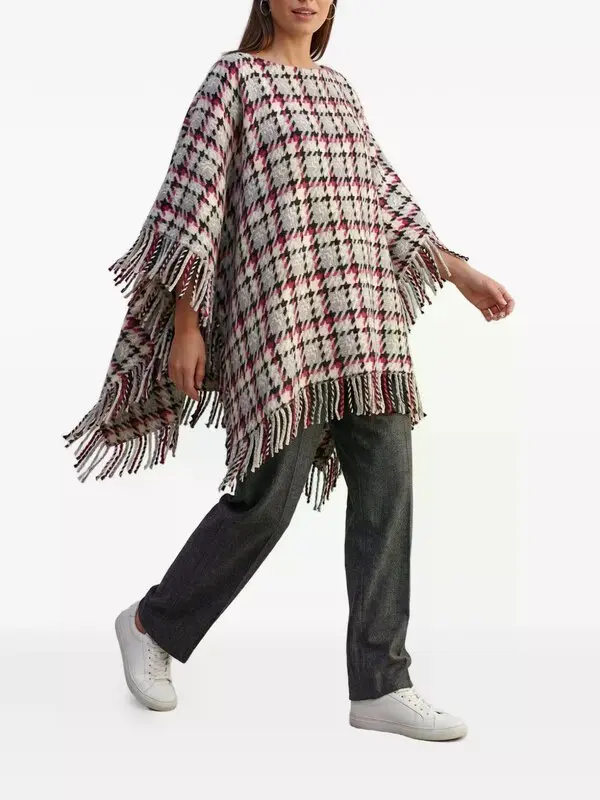 Ermanno Scervino Check Fringed Poncho