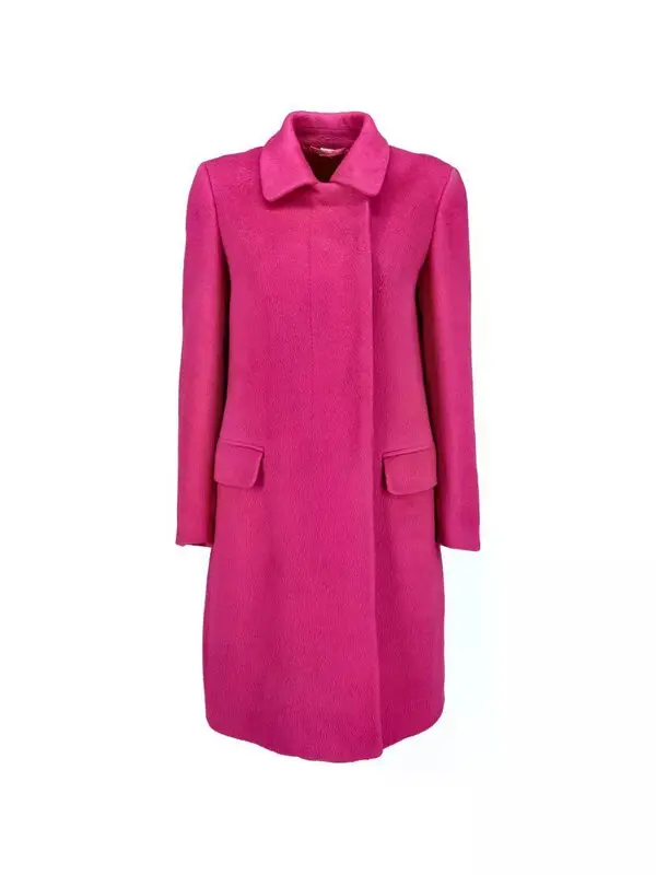Helmut Lang Fuchsia Textured Concealed Front Flap-pocket Coat