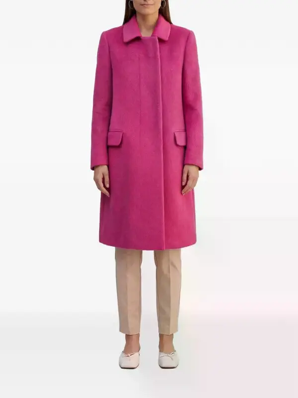 Helmut Lang Fuchsia Textured Concealed Front Flap-pocket Coat