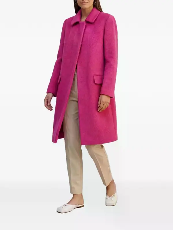 Helmut Lang Fuchsia Textured Concealed Front Flap-pocket Coat