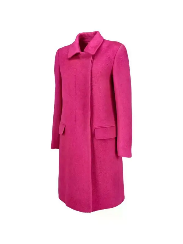 Helmut Lang Fuchsia Textured Concealed Front Flap-pocket Coat