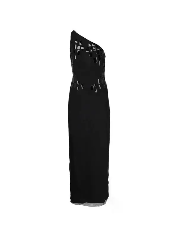 MONDRAIN One-shoulder Appliqué Dress - Black