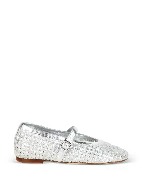 LORENA PAGGI Woven Metallic Flat Pumps - Silver