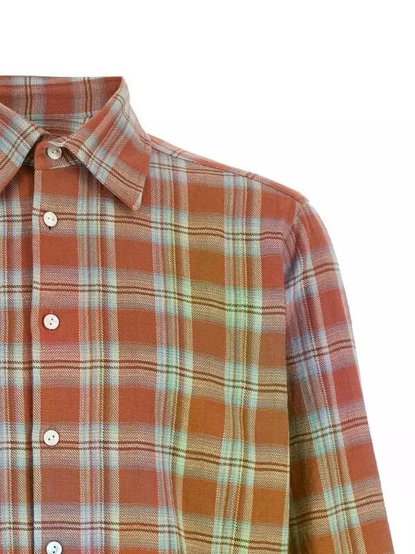 SECOND / LAYER Sherman Checkered Button-down Cotton Shirt