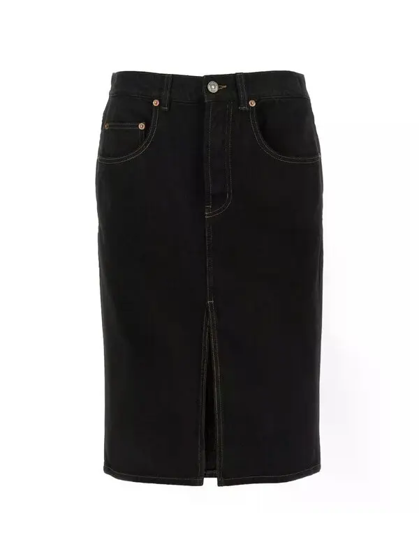 Saint Laurent Baggy Split-front Denim Pencil Skirt - Black