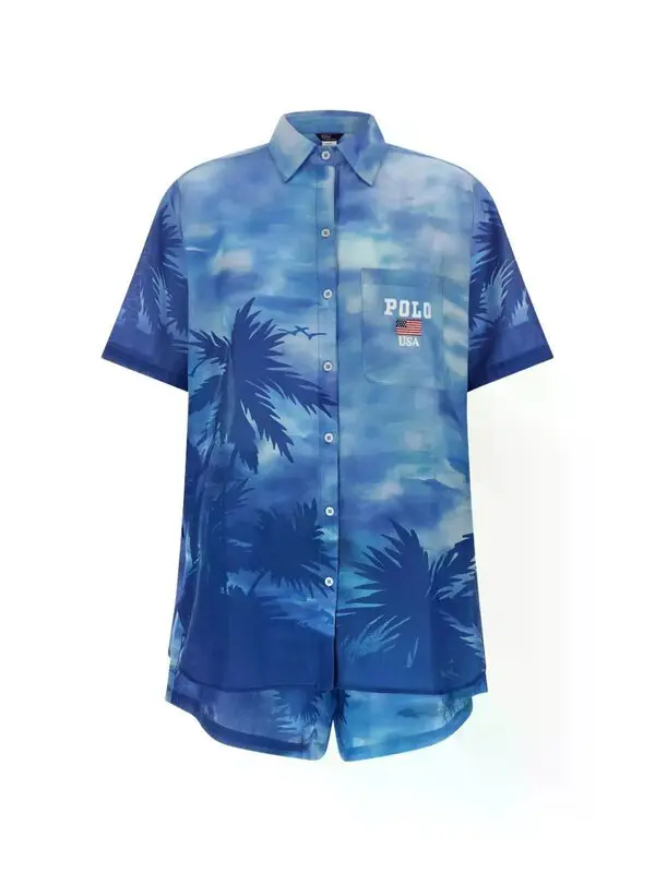 Polo Ralph Lauren Palm Cotton Shirt And Shorts Set - Blue