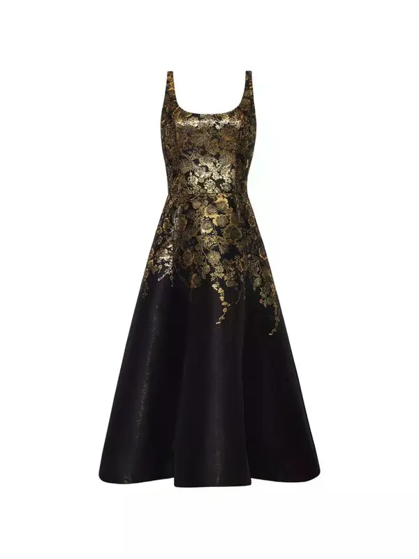 Adam Lippes Veda Floral Jacquard Midi Dress - Black